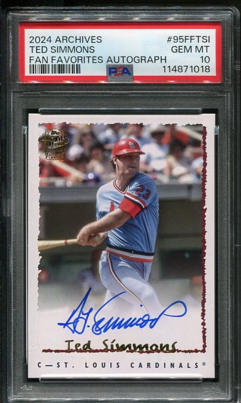 2024 Topps Archives Fan Favorites Autograph #95FFTSI Ted Simmons PSA 10 ...