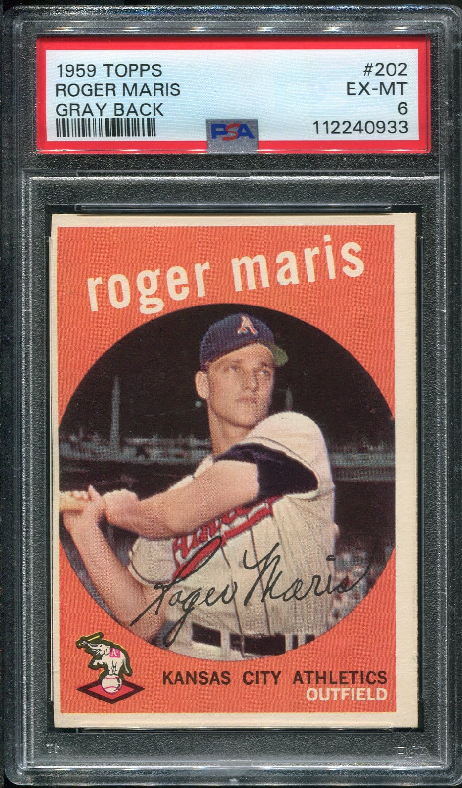 1959 Topps #202 Roger Maris Gray Back PSA 6 (112240933) - All Star ...