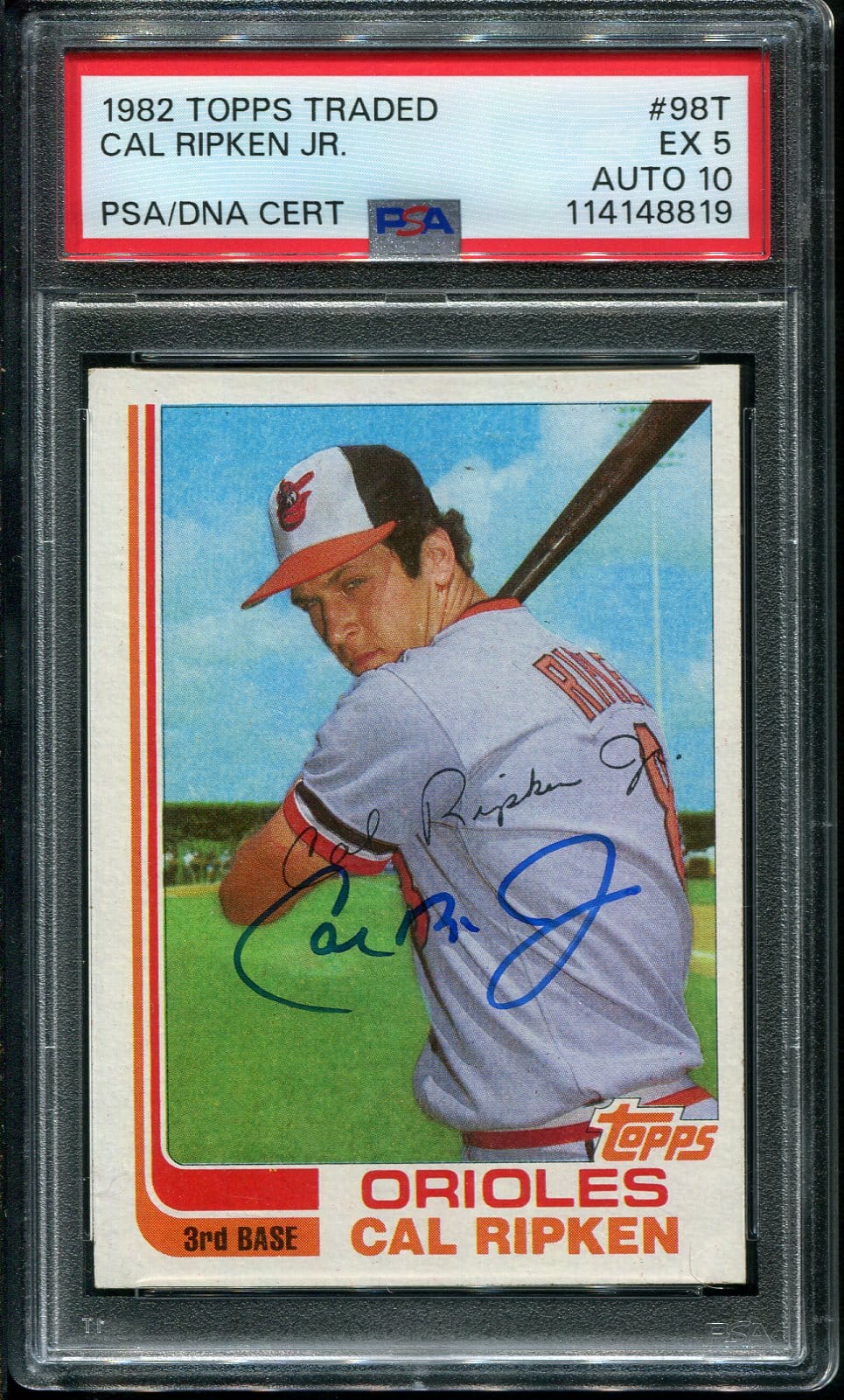 Autographed 1982 Topps Traded #98T Cal Ripken, Jr. RC PSA 5 PSA/DNA 10 ...