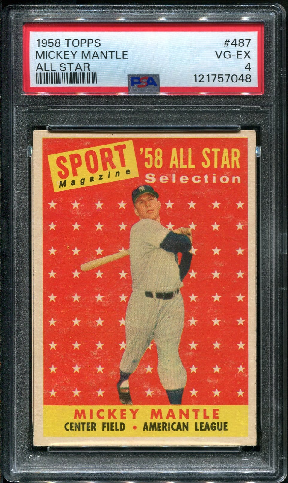 1958 Topps #487 Mickey Mantle All Star PSA 4 HOF (121757048) - All Star ...