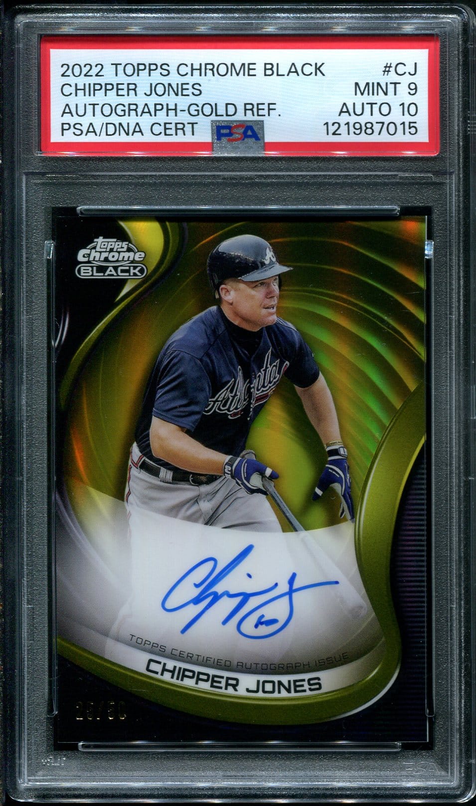 Autographed 2022 Topps Chrome Black #CJ Chipper Jones Gold Refractor ...
