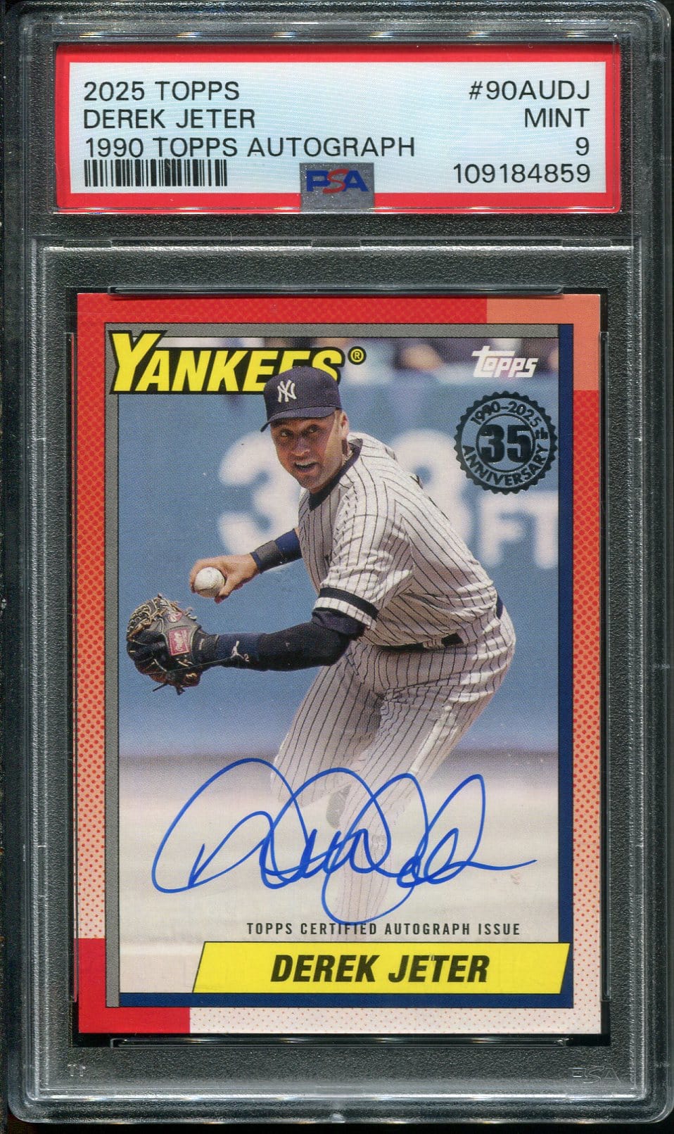 NICE! 2025 Topps #90AUDJ Derek Jeter (1990 Topps Autograph) PSA 9 ...