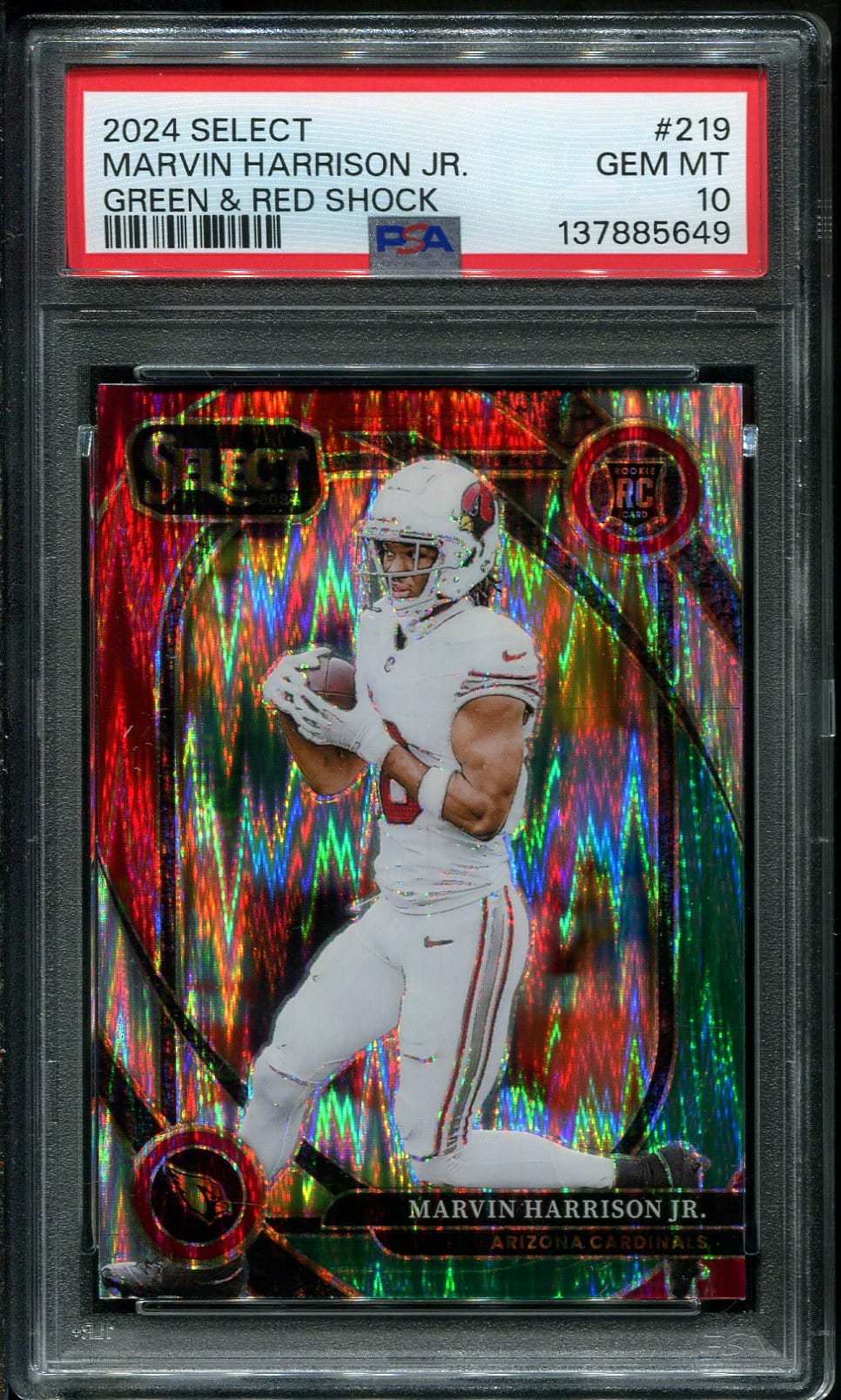 2024 Panini Select Green & Red Shock Prizm #219 Marvin Harrison, Jr. RC ...